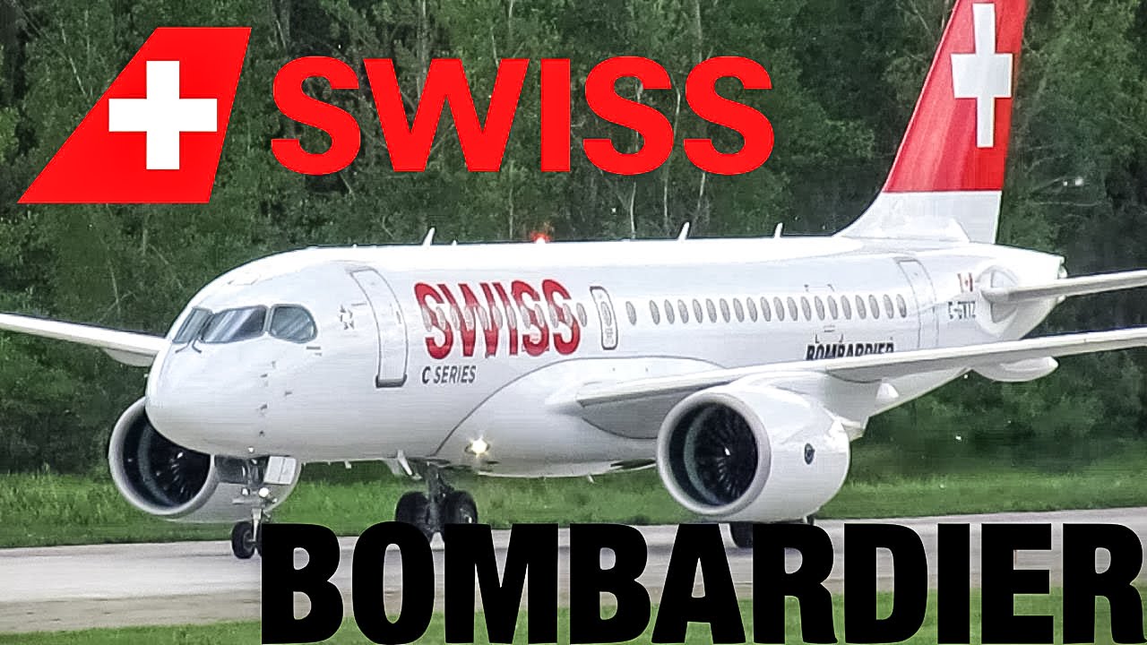 Bombardier (Swiss Intl airlines) Cs100 (BCS1) landing& taxiing at YMX ...