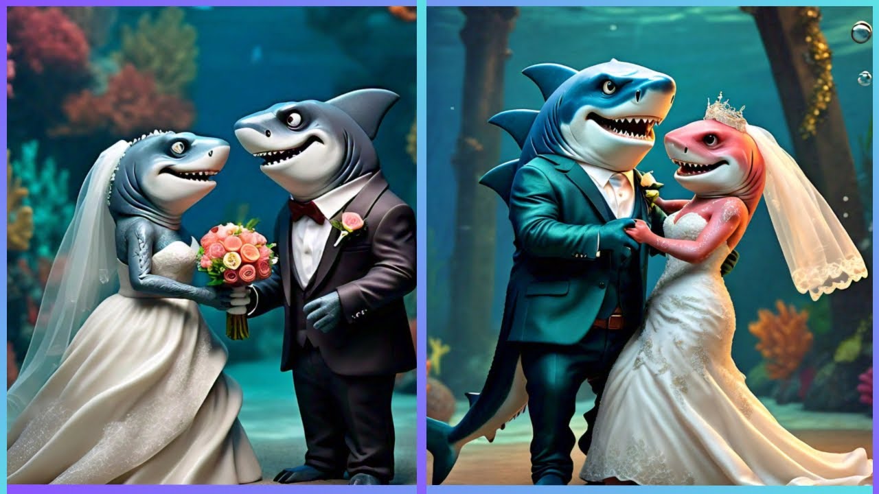 Cute shark couple getting married @Magictime86 - YouTube