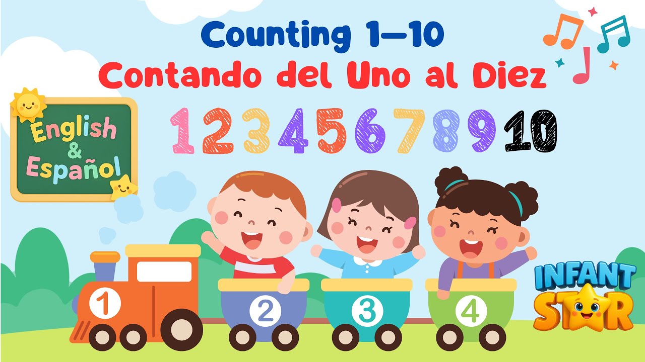 Counting 1–10 🚂 | Contando del 1 al 10 | Fun Bilingual Numbers Song for ...