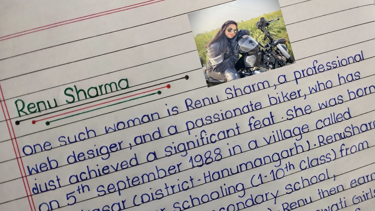 Renu Sharma bike rider in english biography || essay/paragraph Renu ...
