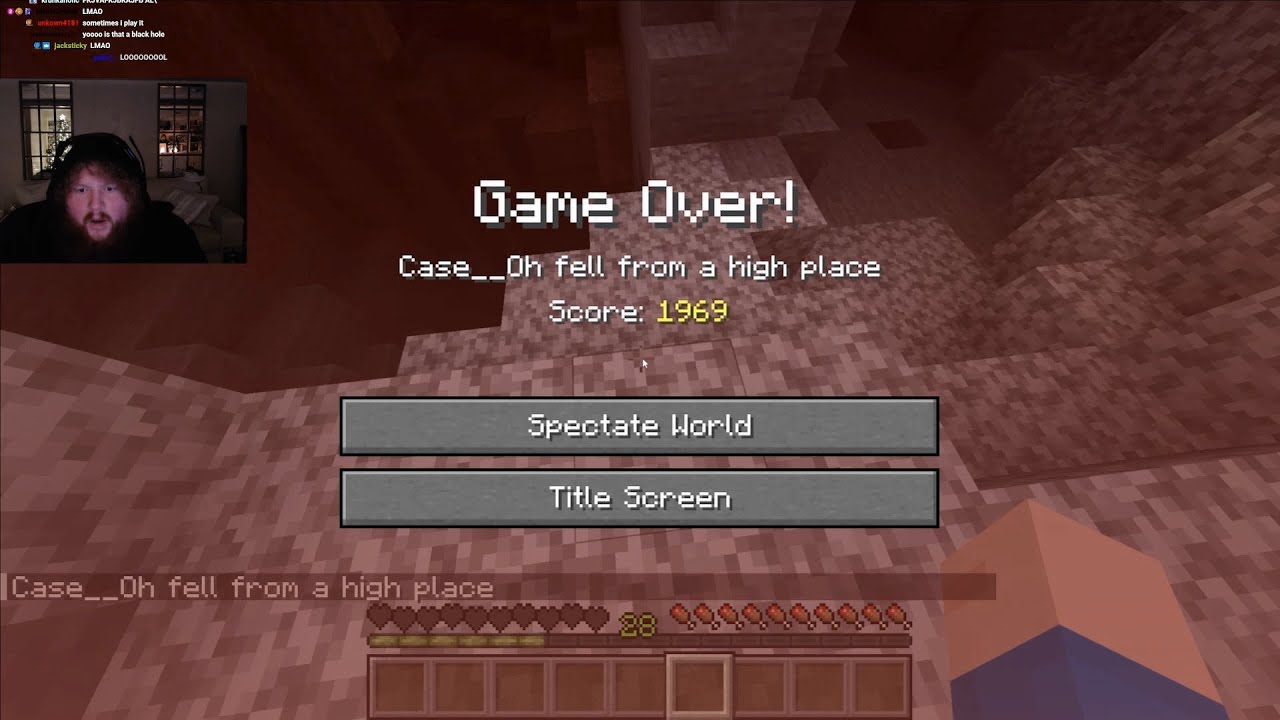 CaseOh dies in Minecraft Hardcore - YouTube