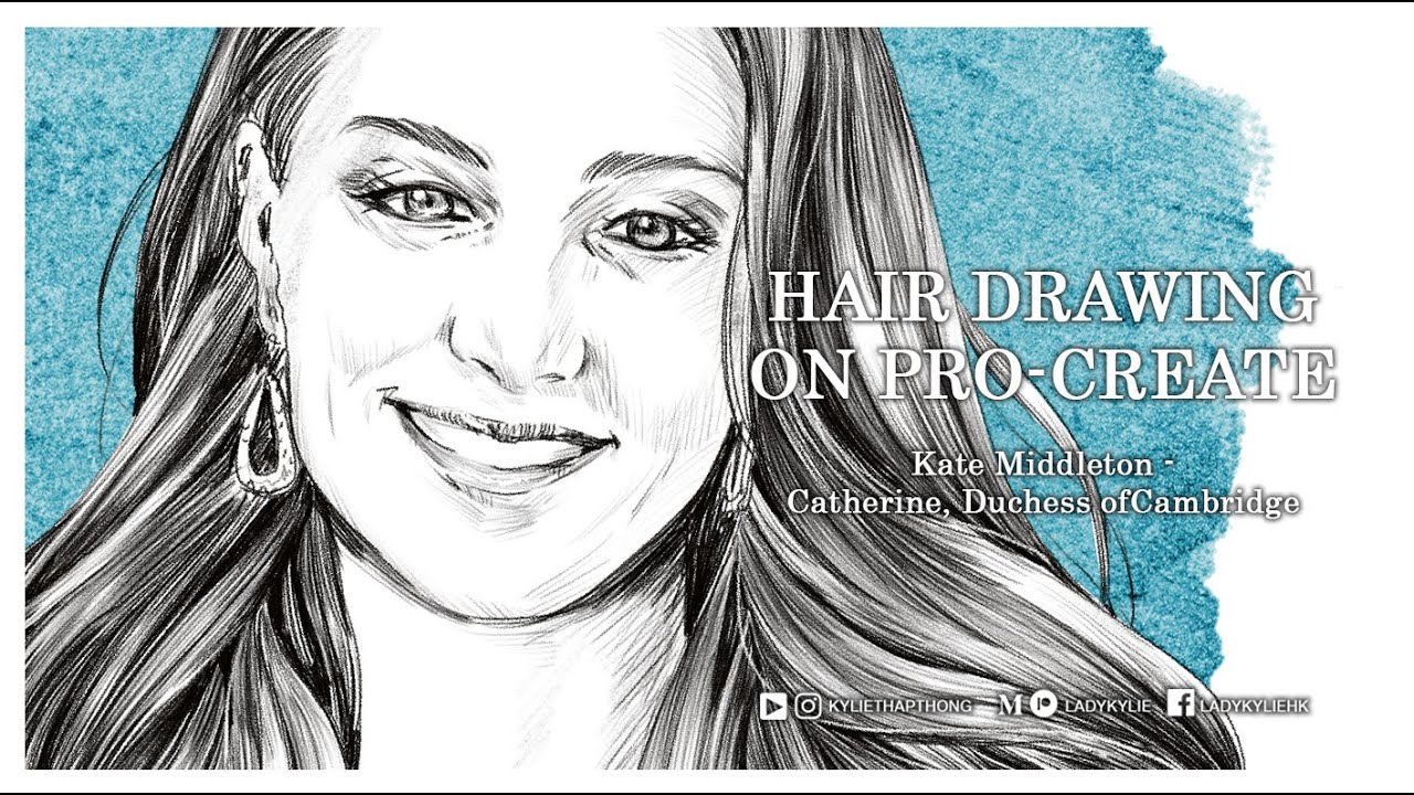 Drawing hair on Procreate (Kate Middleton/Catherine, Duchess of ...