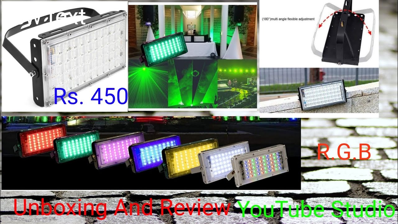 rgb flood light 50W || YouTube setup | rgb flood light unboxing and ...