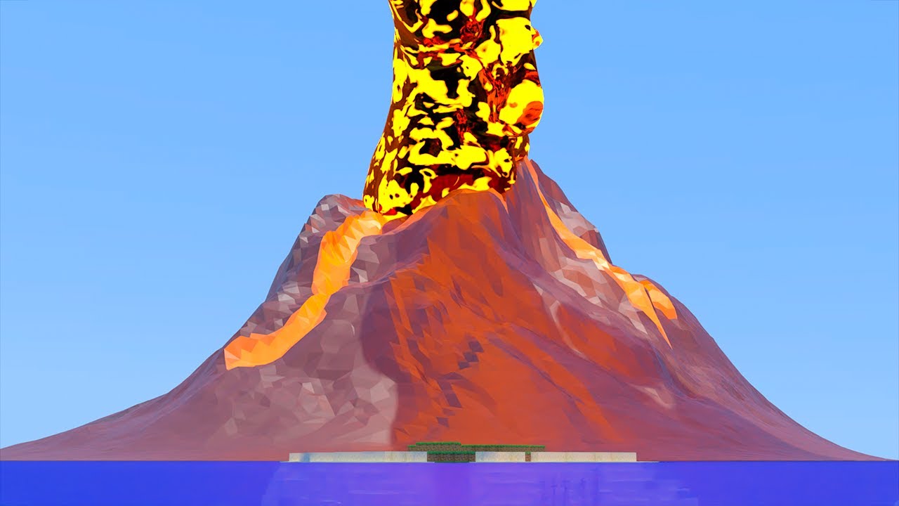 realistic volcano in minecraft - YouTube