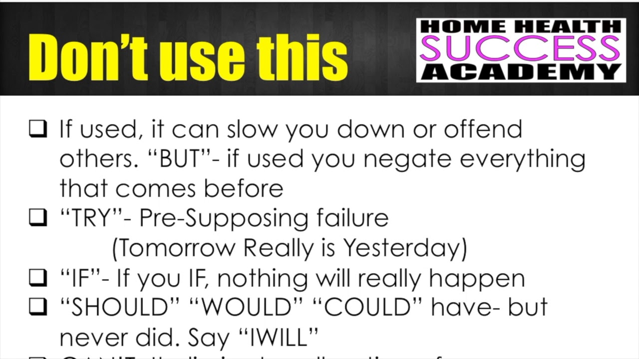 Never Use these words when presenting (Home Health Marketing) - YouTube