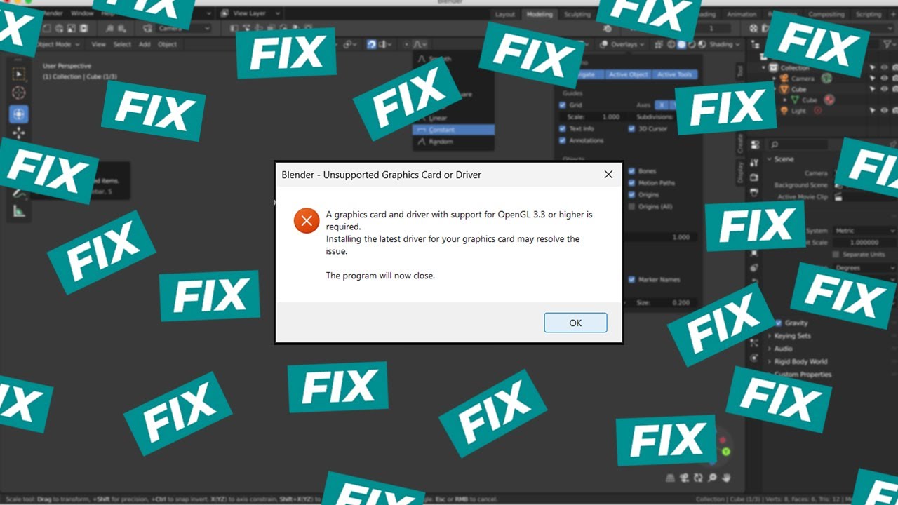 Cara mengatasi Blender error OpenGL 3.3 | How to fix blender error ...