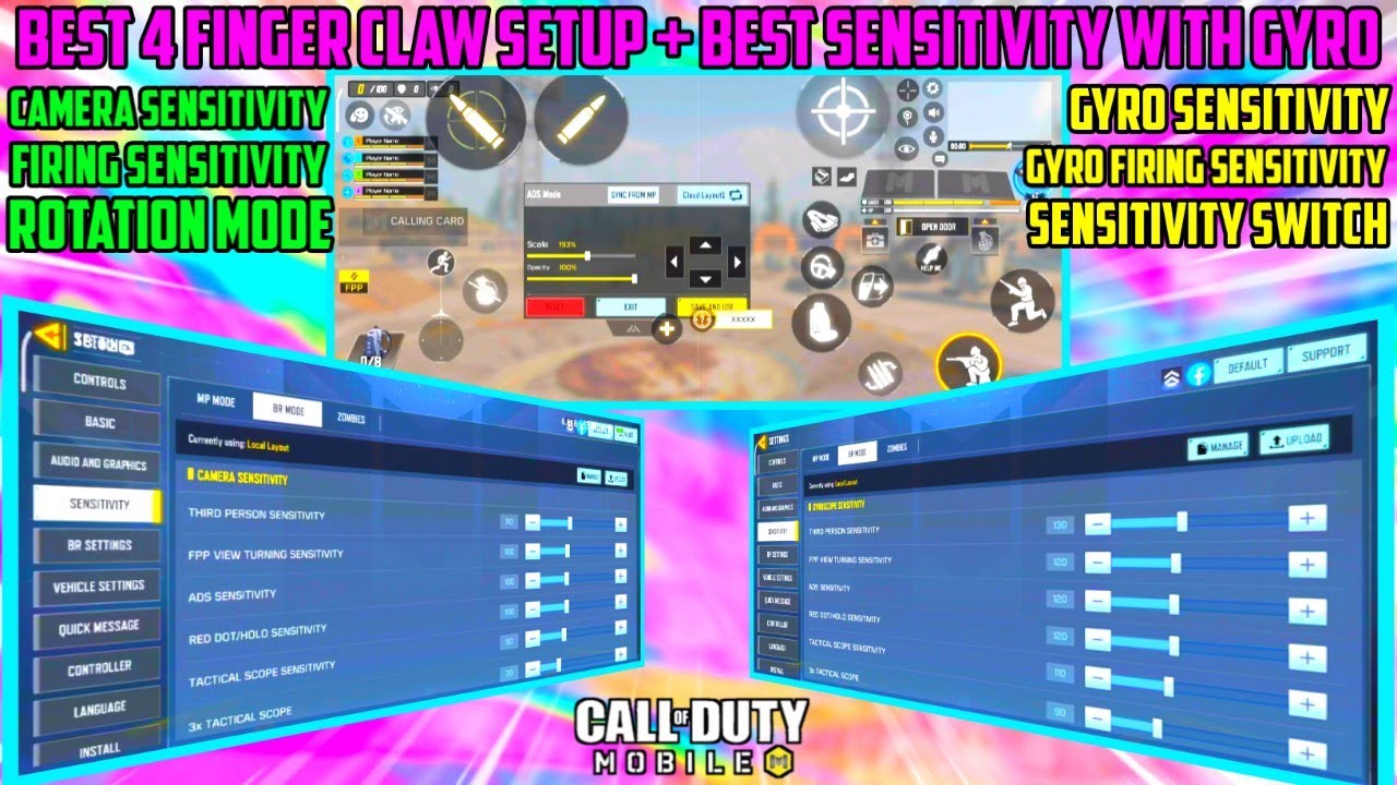 MY BEST 4 FINGER HUD SETUP + BEST SENSITIVITY FOR CODM BR + BEST ...
