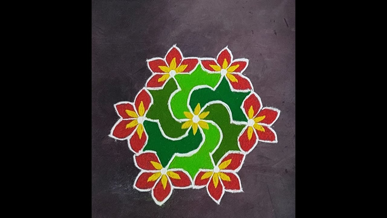 Simple 9 to 5 dots rangoli ll - YouTube