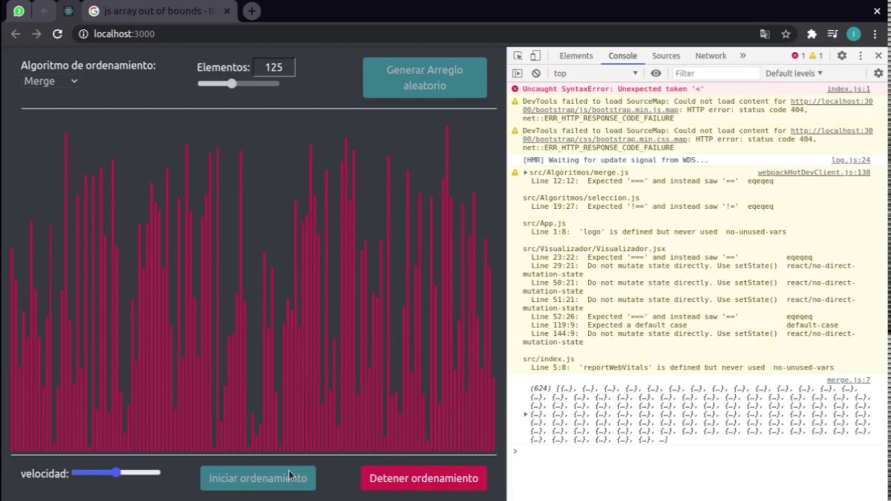 Timelapse - programando merge sort en visualizador de ordenamientos - YouTube