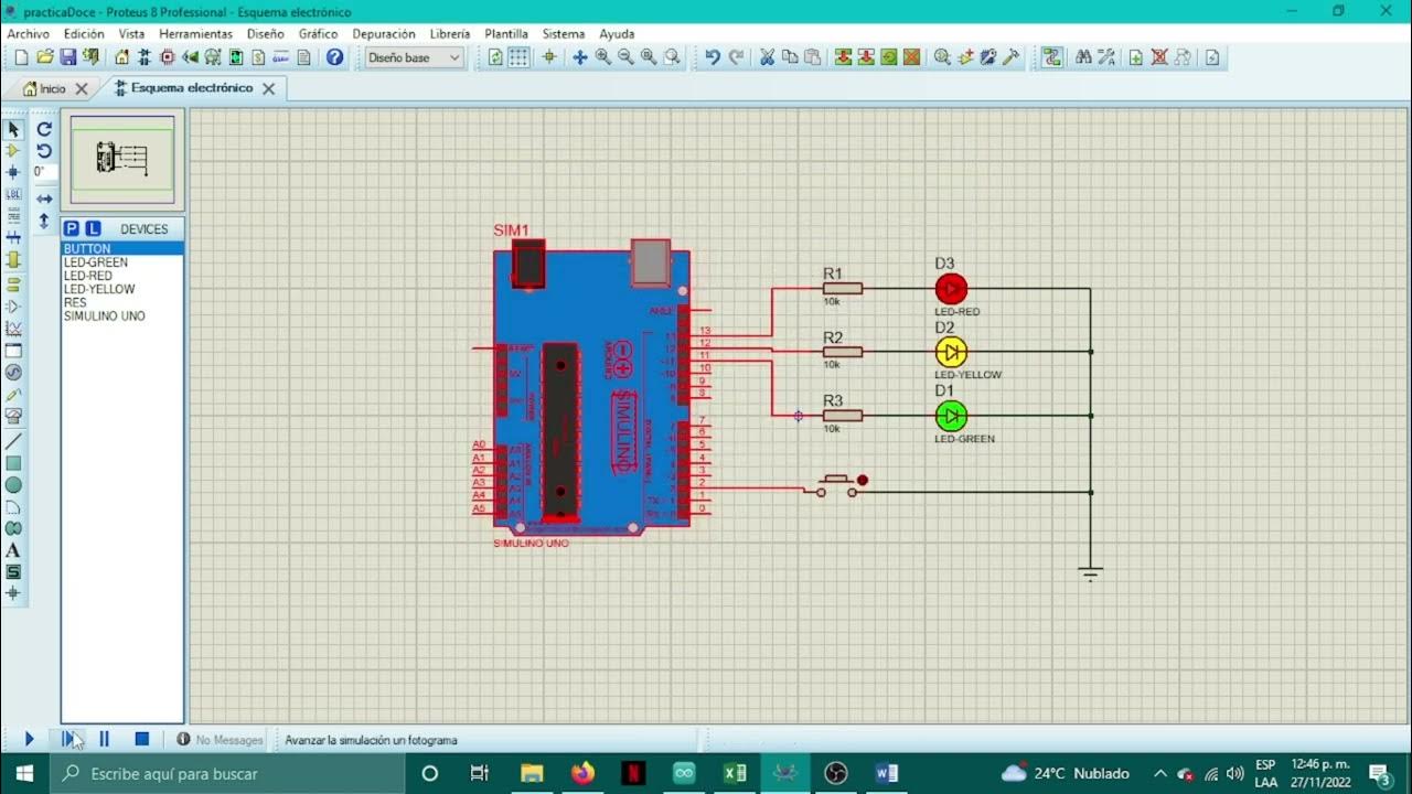 ️ Encendido de 3 led con Button ♾ Arduino 👽 Proteus Video #12 - YouTube