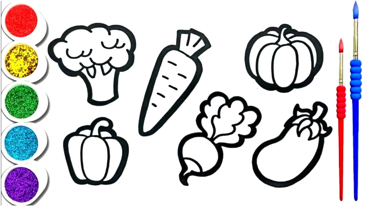 How To Draw cute A vegetable 🍆 Drawing, Painting & Coloring For Kids ...