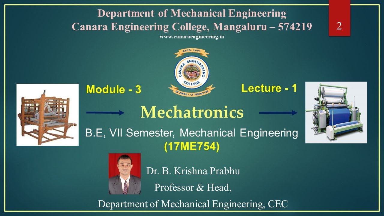 VTU MECHATRONICS 17ME754 M3 L1 - YouTube