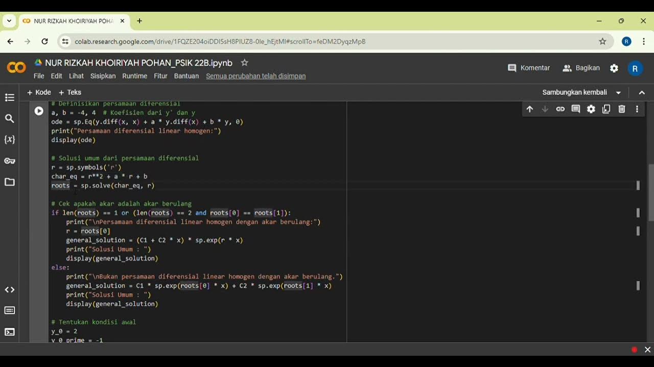 Penyelesaian Persamaan Diferensial Linier Homogen Orde n dengan Solusi ...