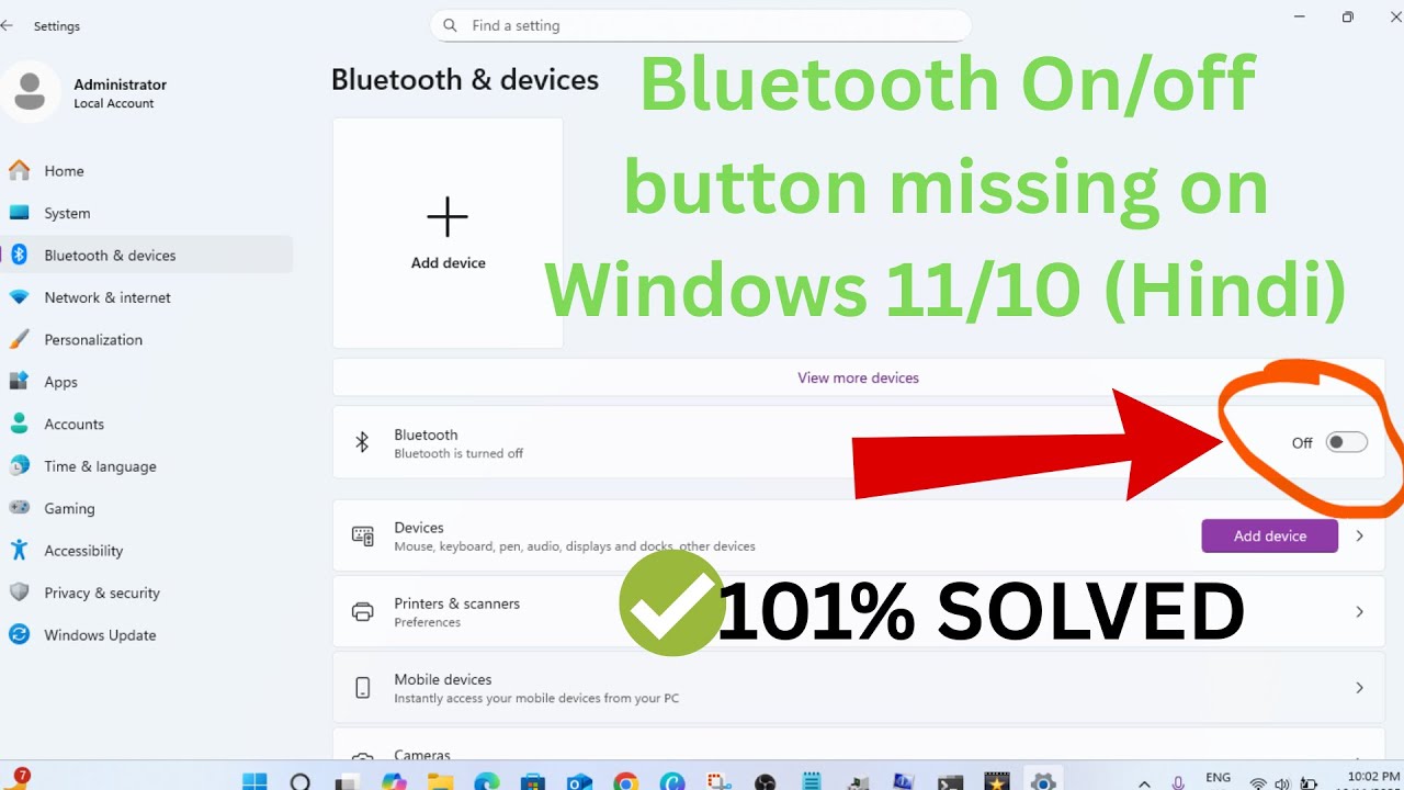 NEW FIX- Bluetooth On/off button missing on Windows 11/10 || Bluetooth ...