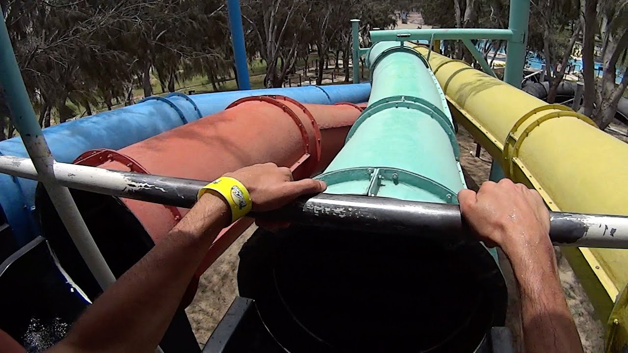 Green Twisting Water Slide at Dreamland - YouTube