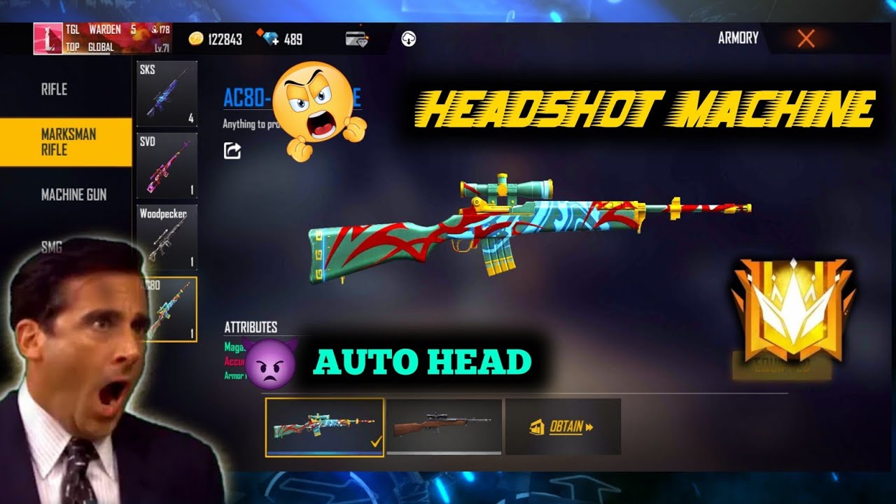 Free Fire new AC80 Skin🔥😱Headshot Machine😲First Ever AC80 Skin ha bhai🤓 ...
