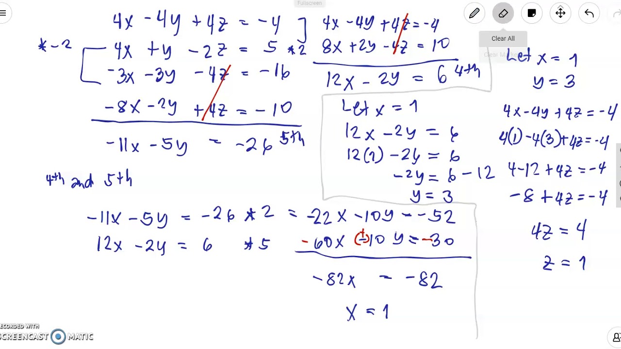 Solving A System With 3 Equations Youtube
