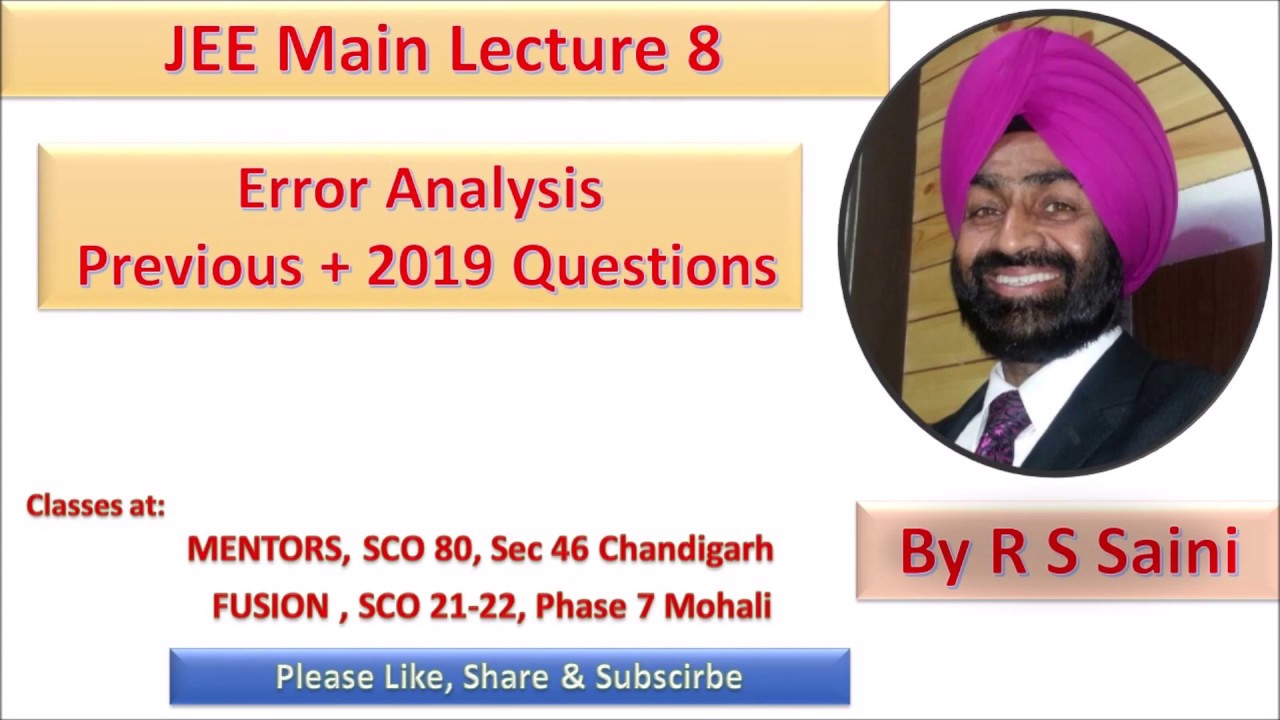 Lecture 8 JEE MAIN Errors - YouTube