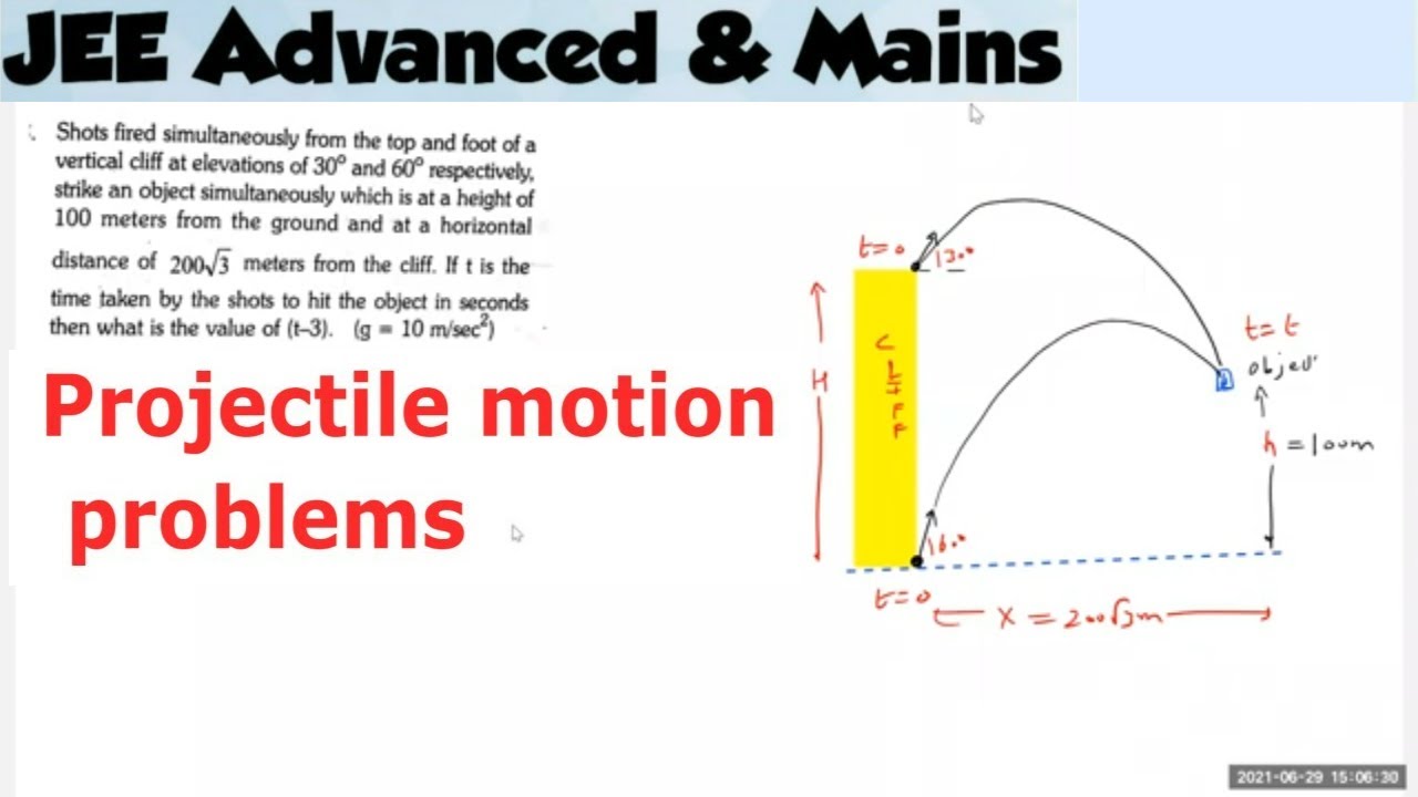 20) Physics | Projectile motion JEE Adv |Shots are fired simultaneously ...