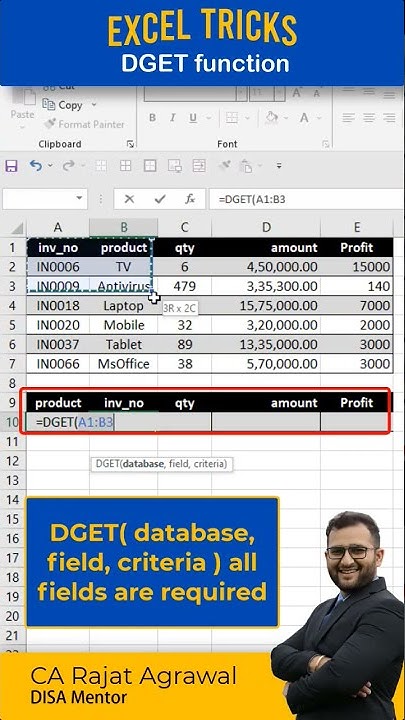 Excel 13 Use Dget Function No Need To Use Vlookup Function Youtube 