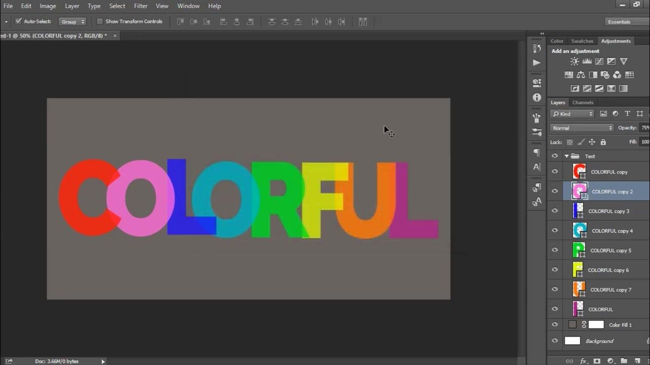 Create Colorful Overlapping Text in Photoshop - YouTube