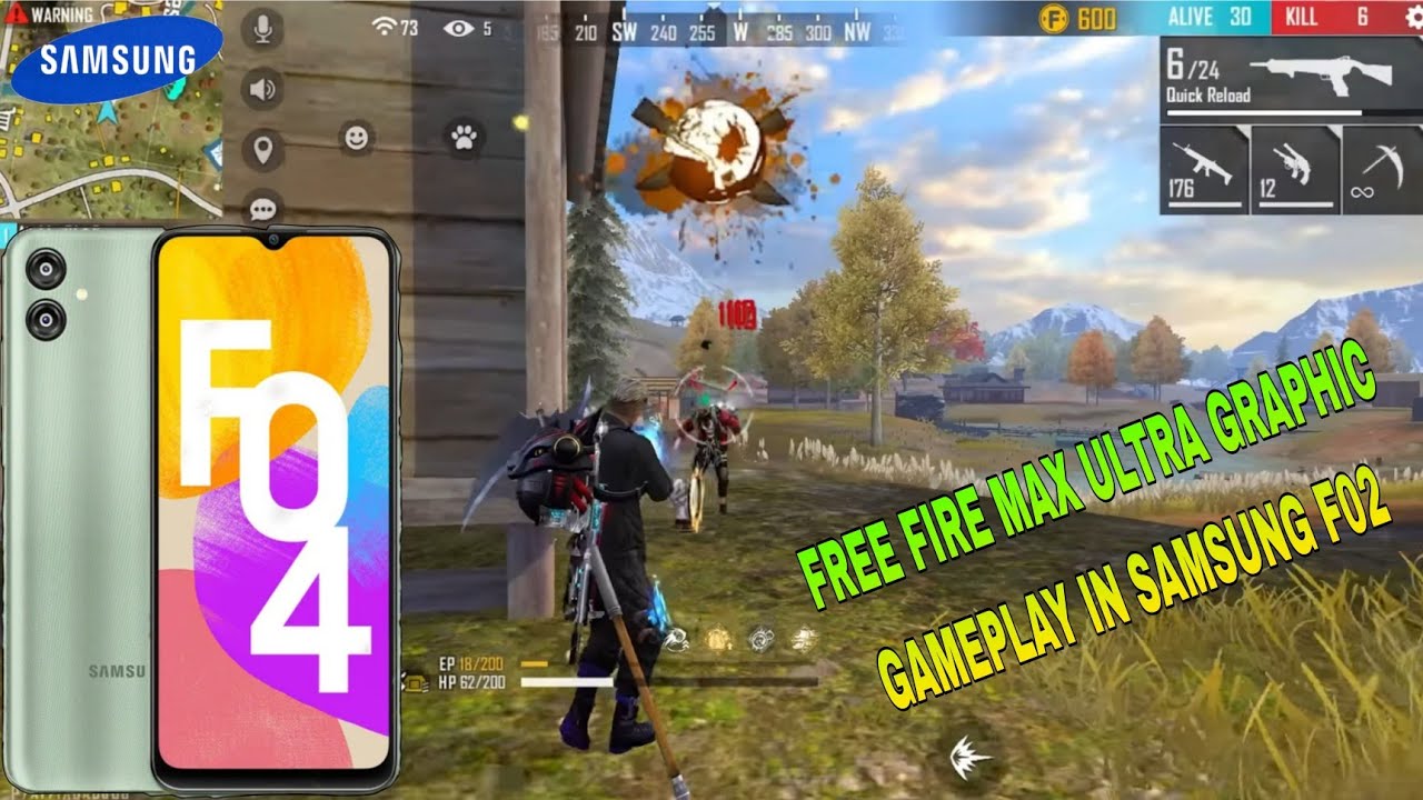 Samsung galaxy F04 free fire max ultra graphic gameplay - YouTube