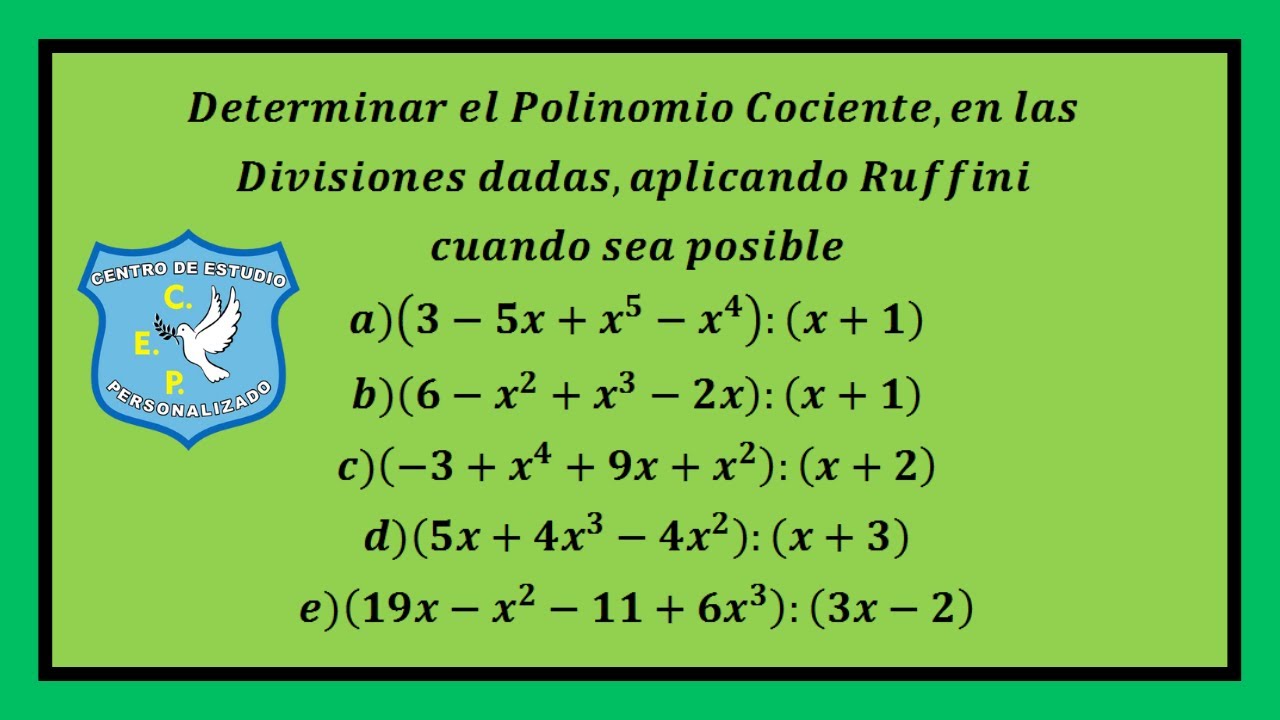 REGLA DE RUFFINI TEORÍA Y PRACTICA - YouTube