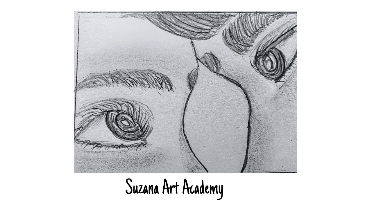 How to draw a beautiful face to face looking scenary / pencil sketch # ...