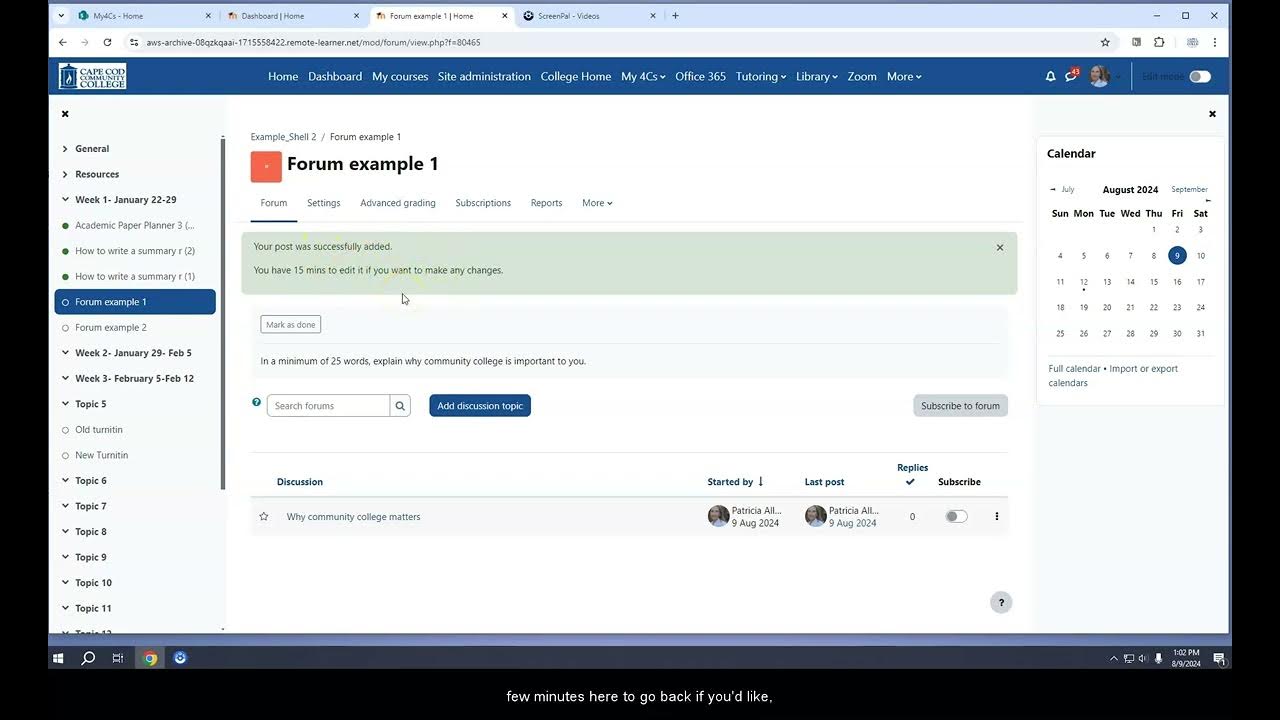 How to post to an Moodle forum or discussion board - YouTube