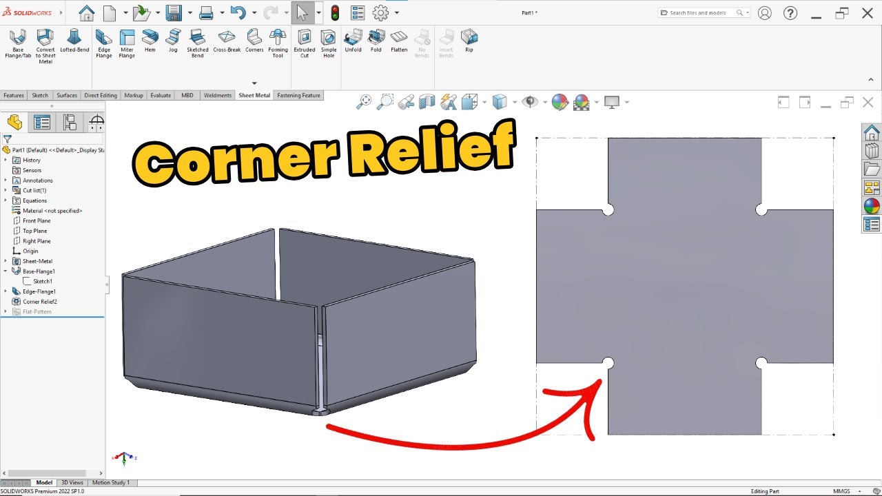 SOLIDWORKS Sheet Metal Tricks You Need to Know (Corner Relief) - YouTube