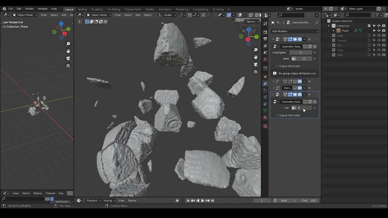 [Demo] Procedural Volume Fracture in Blender Geometry Nodes 3.0+ Field ...