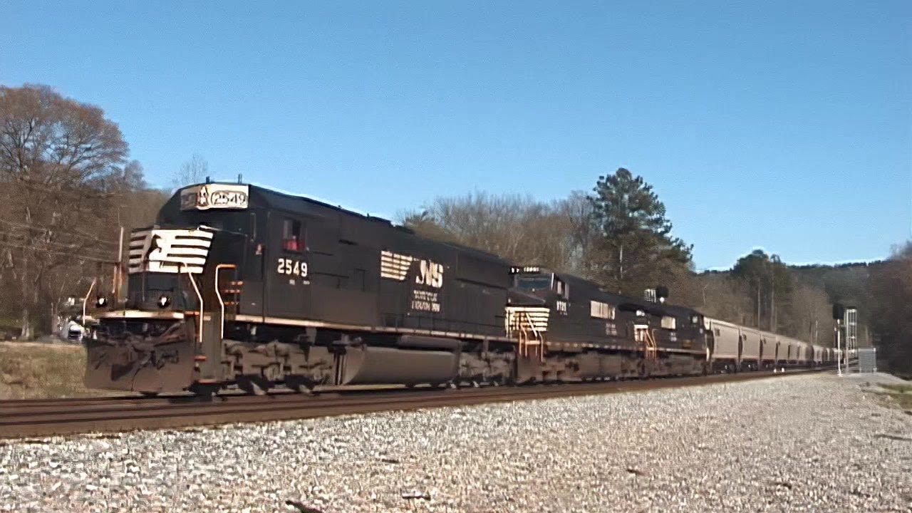 NS SD70 #2549 leads NS #51Q at Lindale, Georgia - 3/10/12 (Topaz VEAI 720p60 Upload) - YouTube