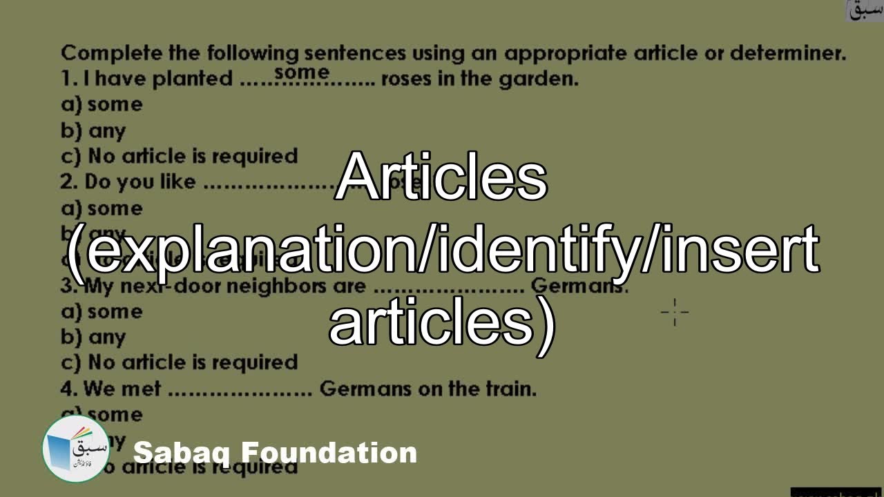 Articles (explanation/identify/insert articles), English Lecture ...
