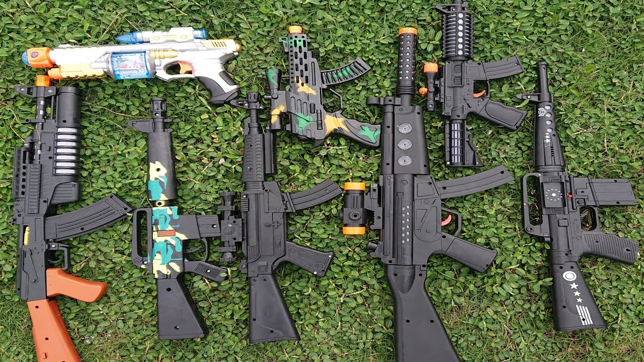 Collecting 7 Sniper Rifles and AK47 Guns Super Water Gun Machine Gun ...
