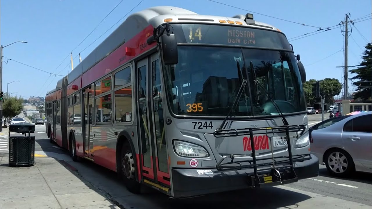SF Muni 2015 New Flyer XT60 #7244 on Route 14 Mission - YouTube