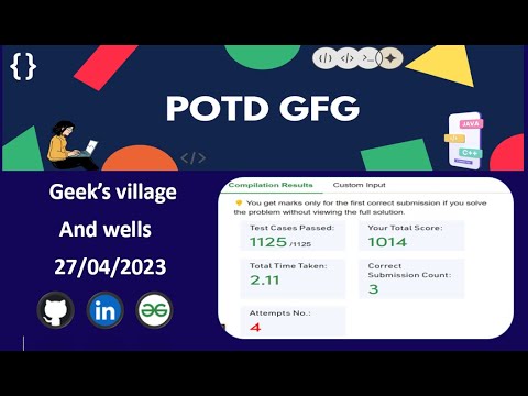 Geek's Village and Wells || java || geeksforgeeks Daily Challenge || gfg potd || geeksforgeeks ...