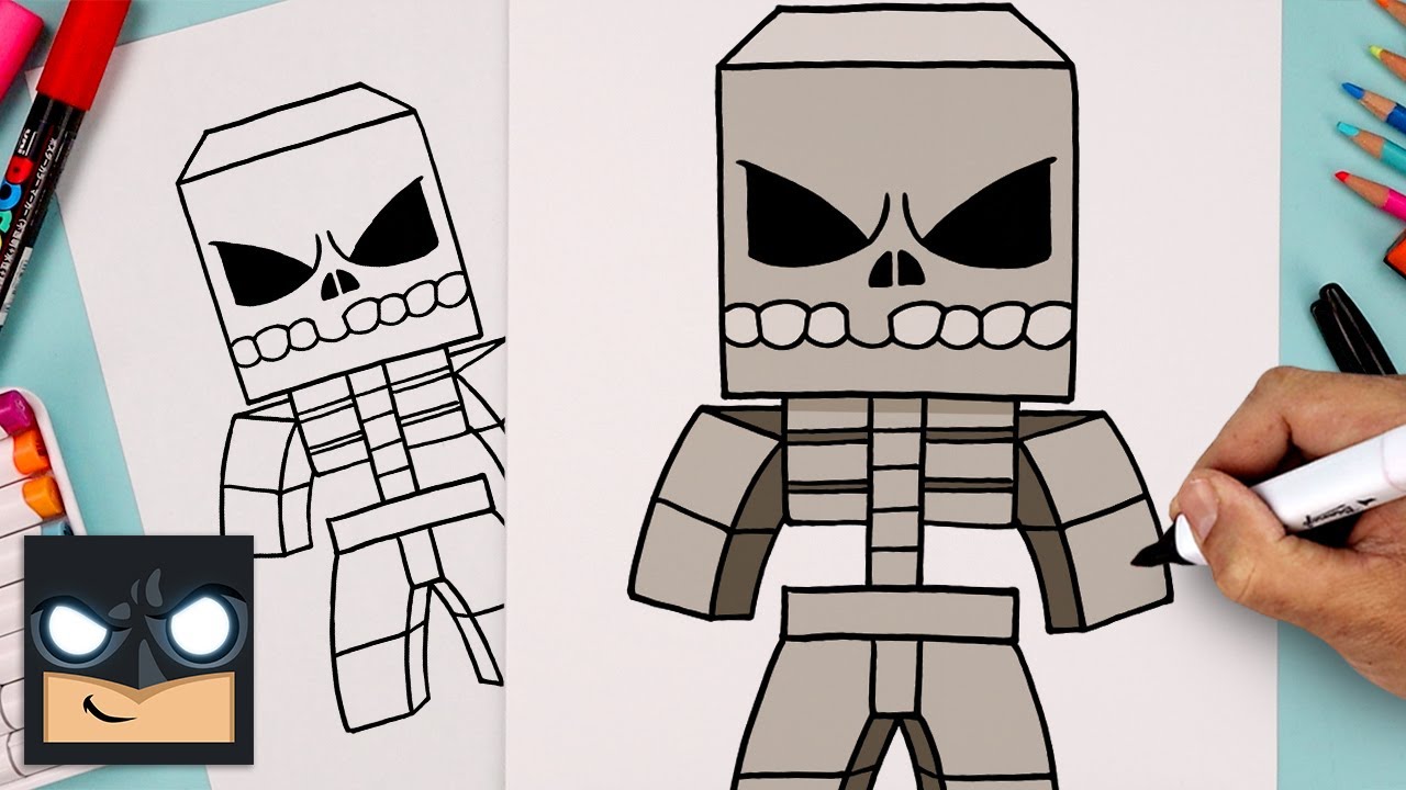 How to Draw Minecraft Skeleton | Step by Step Art Lesson for Beginners ...