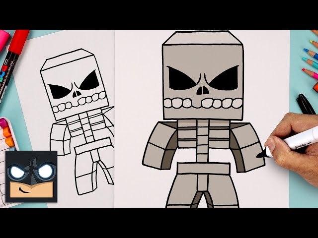 How to Draw Minecraft Skeleton | Step by Step Art Lesson for Beginners ...
