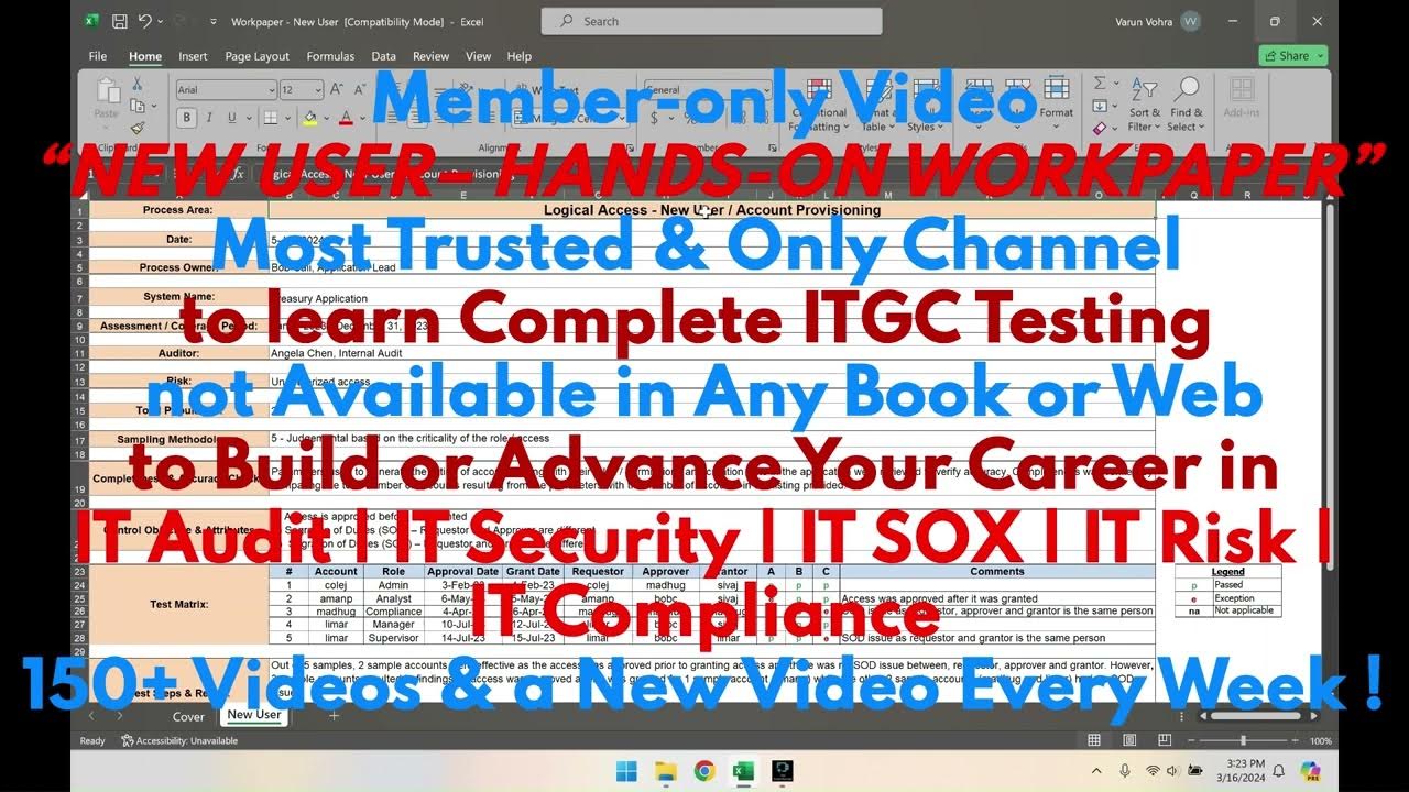 IT with Varun Vohra-ITGC-Logical Access - New User/Account Provisioning - Hands-on Workpaper ...