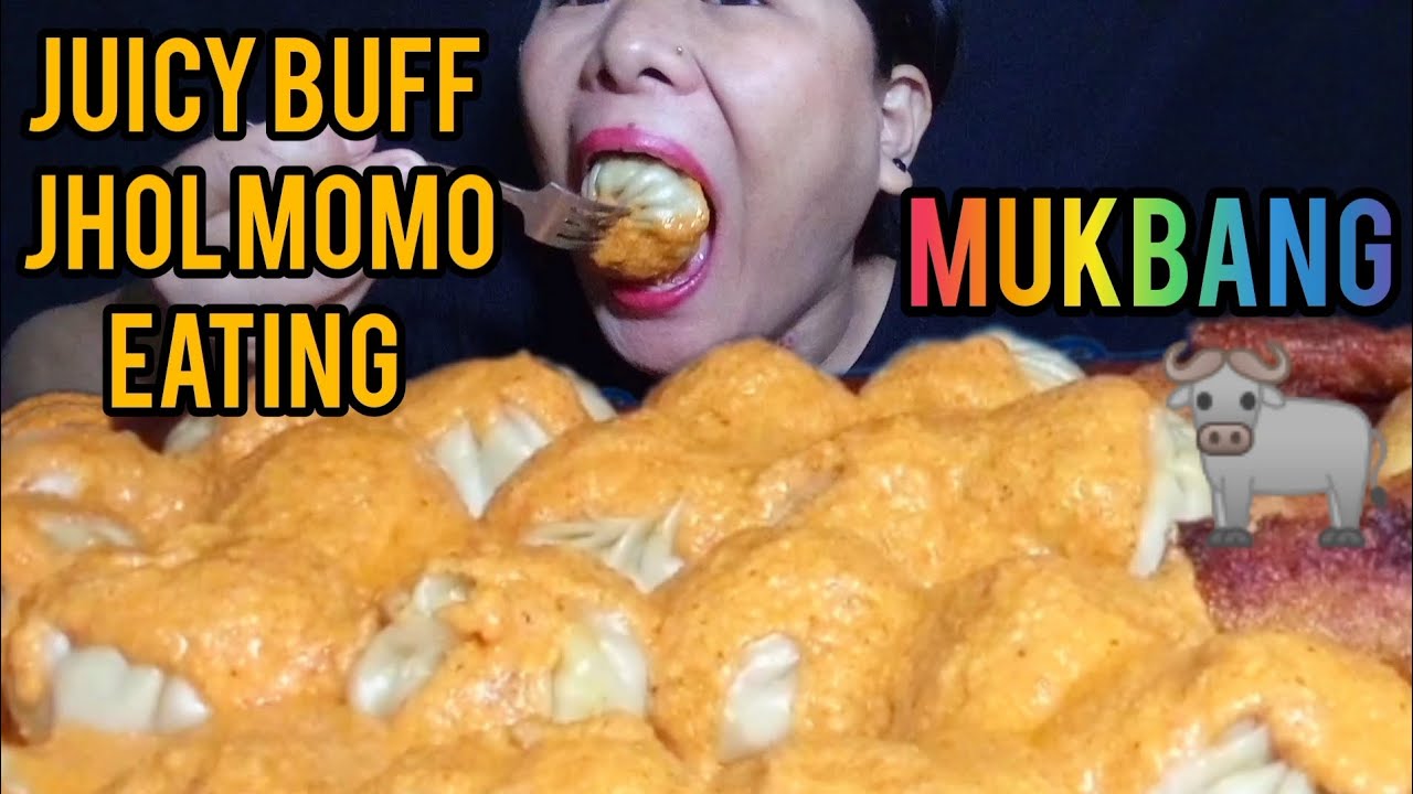 TODAY EATING JUICY BUFF JHOL MOMO EATING || BUFF MOMO MUKBANG || NEPALI ...