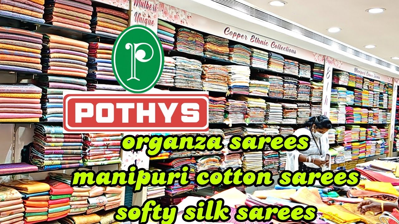 Pothys👌Organza sarees, manipuri cotton, soft silk sarees.... Newyear ...