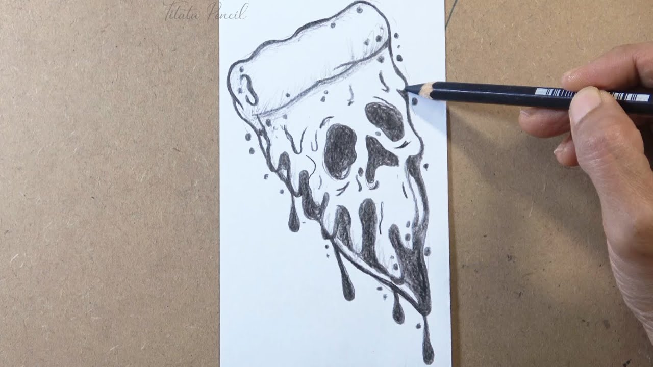 How to Draw a Scary Horror Pizza Slice | Pencil drawing - YouTube