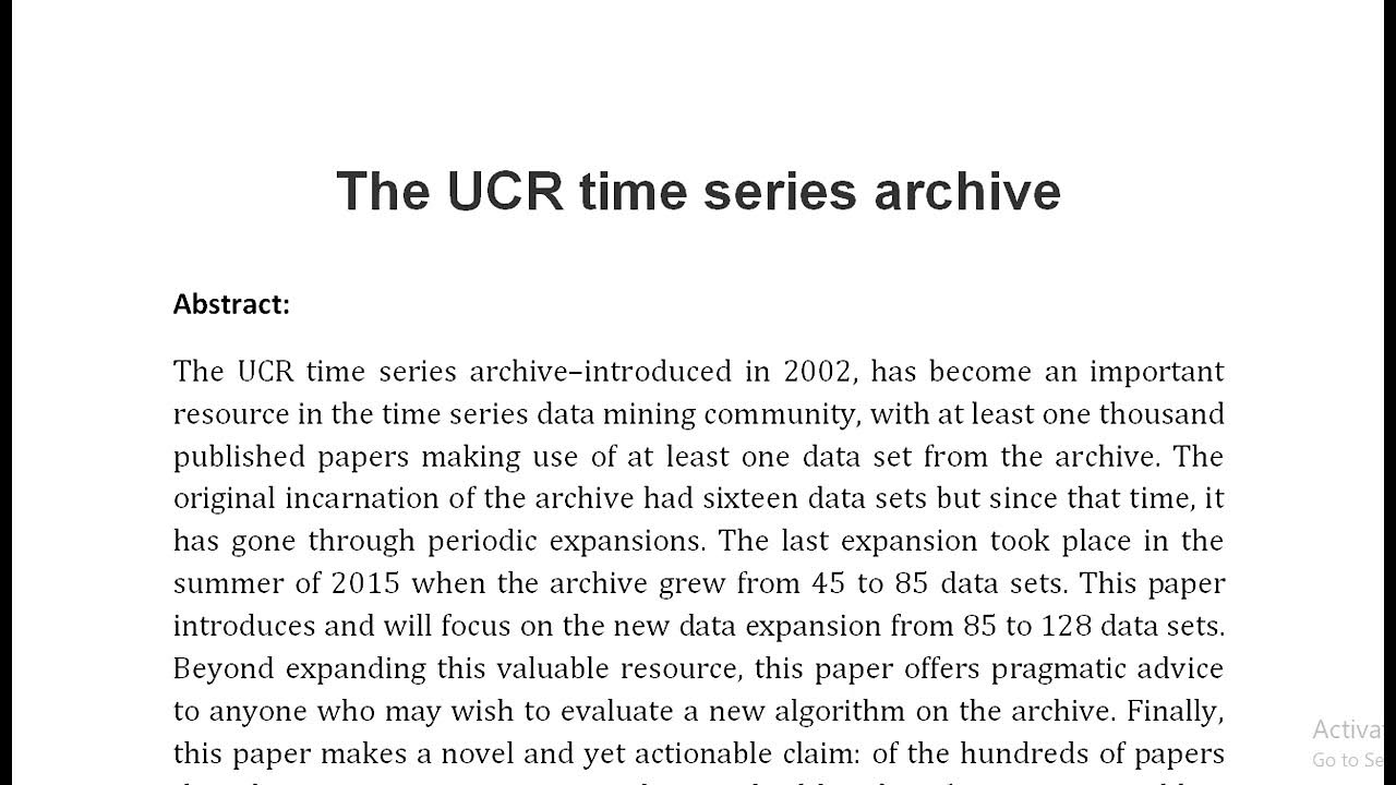 The UCR time series archive - YouTube
