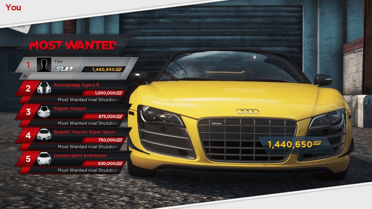 Need for Speed™ Most Wanted Audi R8 GT Spyder - YouTube