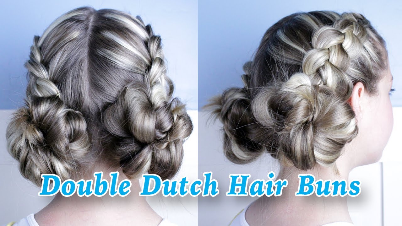 DOUBLE DUTCH BRAID BUNS - YouTube