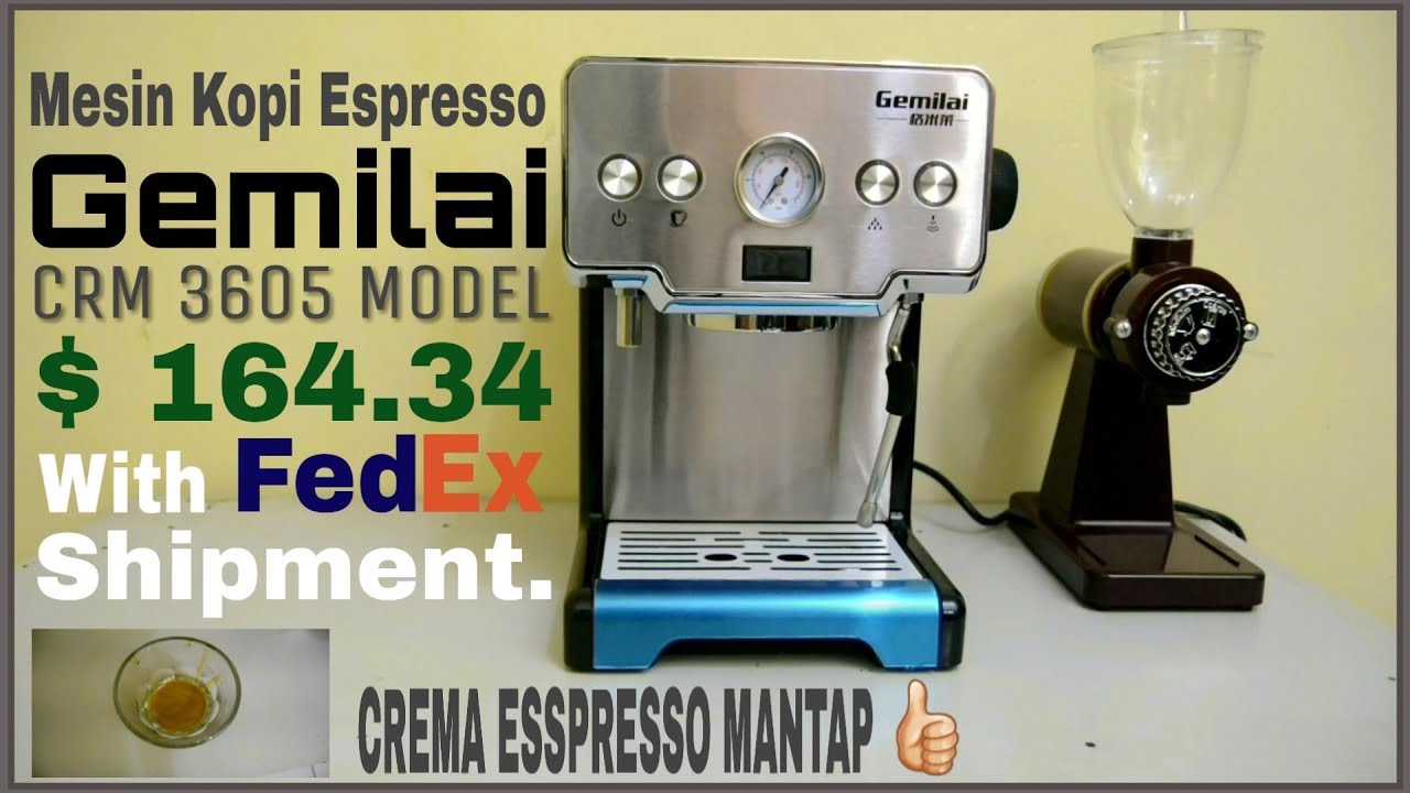 Unboxing & Tester Mesin Kopi Espresso Murah GEMILAI CRM3605 Model - YouTube