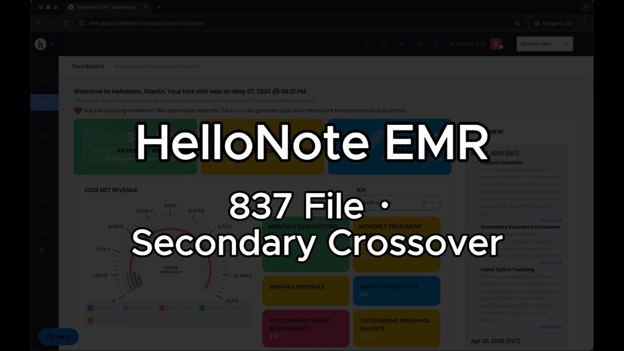 837 File With Secondary Crossover in HelloNote EMR | Tutorial - YouTube