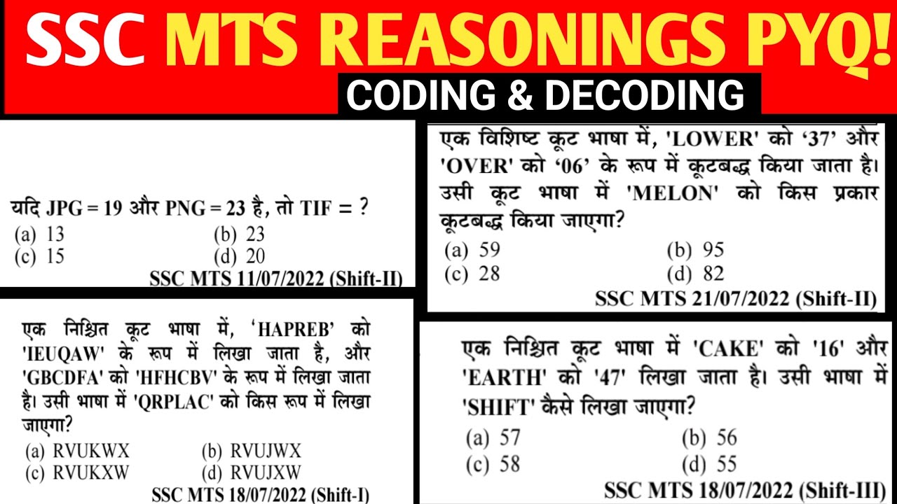 SSC MTS REASONINGS CODING DECODING ||MOST IMPORTANT PREVIOUS YEAR QUESTION || SHORT TRICKS ...