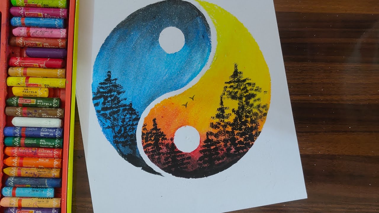 Yin Yang Painting | Two in One | Oil Pastel | Tutorial |Beginner | Yin ...