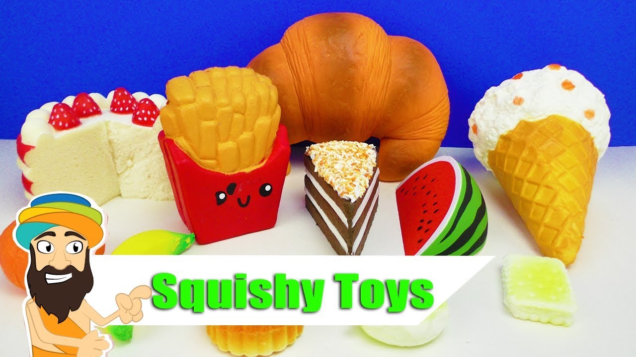 Die große LEBENSMITTEL-SQUISHY-SAMMLUNG! | Squishy Kuchen, Pommes ...